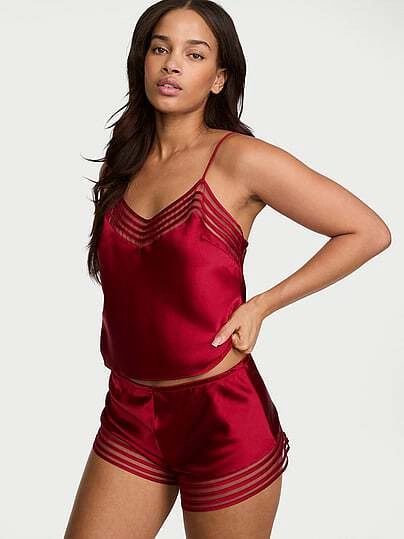 Victoria's Secret Very Sexy Washable Silk Sheer Stripe Short - Red