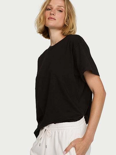 Victoria's Secret Cotton Oversized Boyfriend T-shirt - Black
