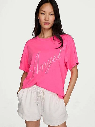 Victoria's Secret Cotton Oversized Boyfriend T-shirt - Pink