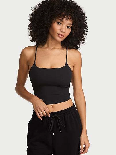 Victoria's Secret Vsx Elevate Lace-up Strappy Tank Top - Black
