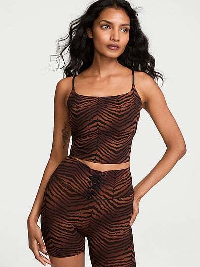 Victoria's Secret Vsx Elevate™ Lace-up Strappy Tank Top - Print