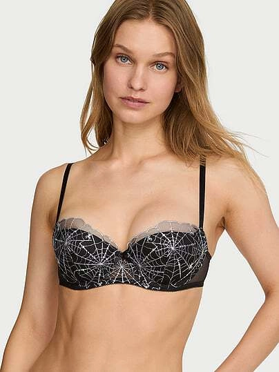 Victoria's Secret Tease Spider Embroidery Push-up Balconette Bra - Print