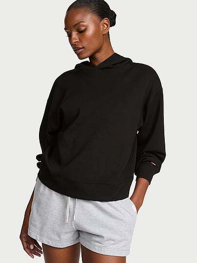 Victoria's Secret Featherweight Knit Crossover Hoodie - Black