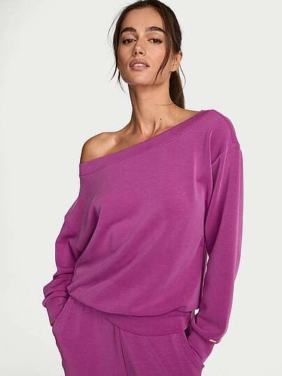 Victoria's Secret Featherweight Knit Off-the-shoulder Top - Purple