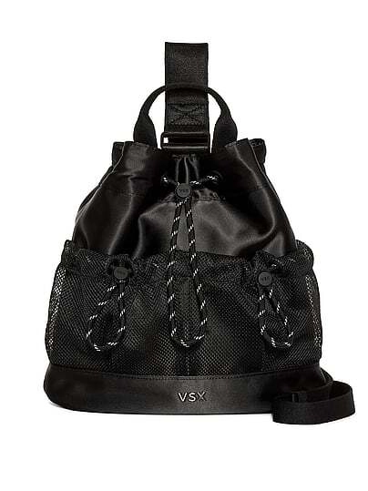 Victoria's Secret Vsx Satin Mini Sling Backpack - Black