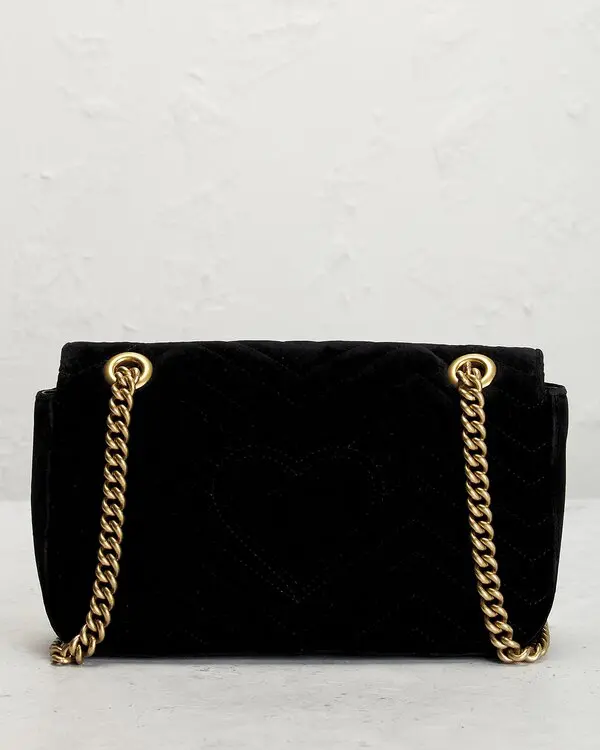 FWRD RENEW Gucci Embellished Velvet Gg Marmont Shoulder Bag