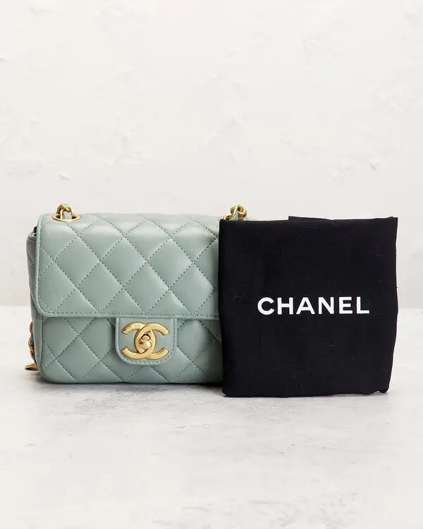 FWRD RENEW Chanel Lambskin Mini Casino Royale Charms Square Flap Bag