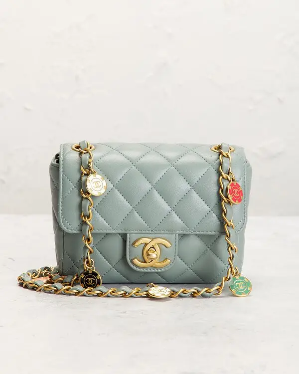 FWRD RENEW Chanel Lambskin Mini Casino Royale Charms Square Flap Bag