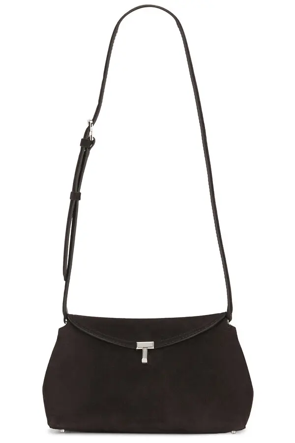 TOTEME T-lock Suede Clutch In Chocolate - Espresso