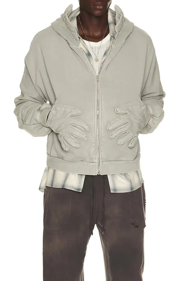 ADVISRY Glove Zip Up Hoodie In Grey