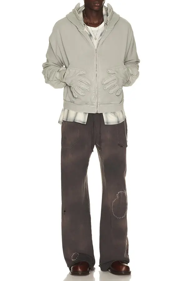 ADVISRY Glove Zip Up Hoodie In Grey
