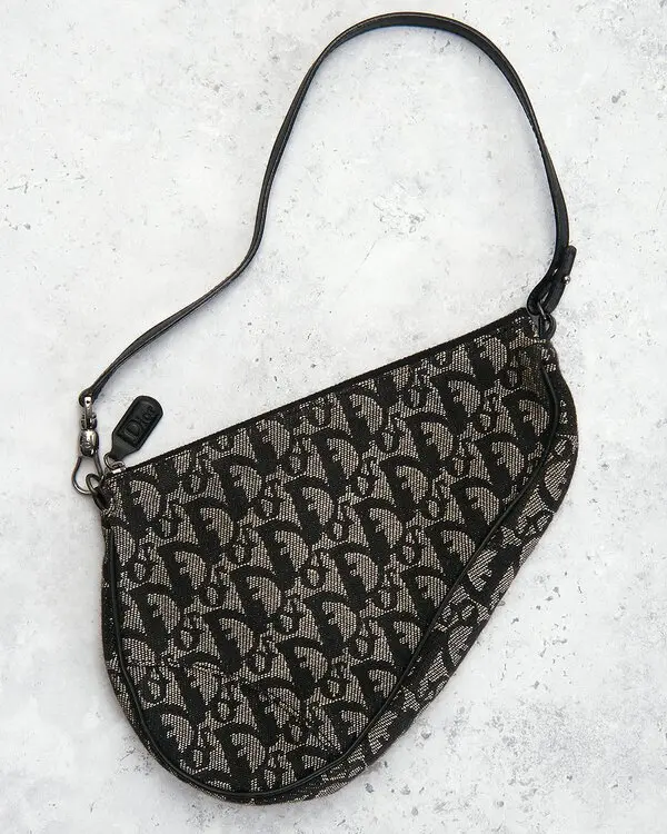 FWRD RENEW Dior Diorissimo Pochette Saddle Bag In Black &amp; Grey