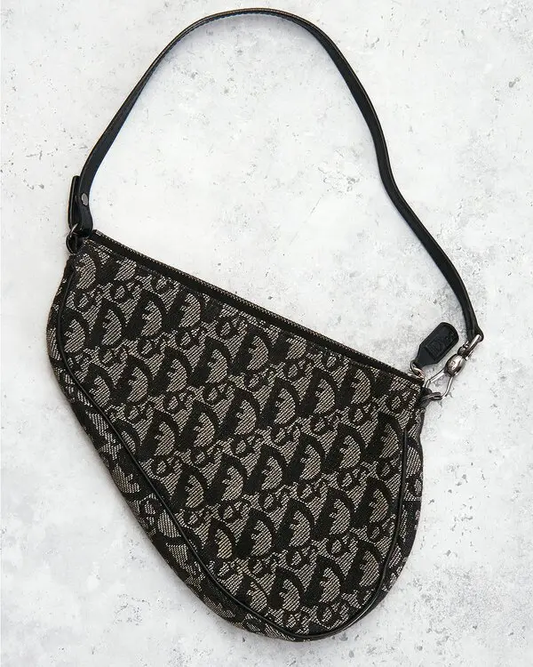 FWRD RENEW Dior Diorissimo Pochette Saddle Bag In Black &amp; Grey