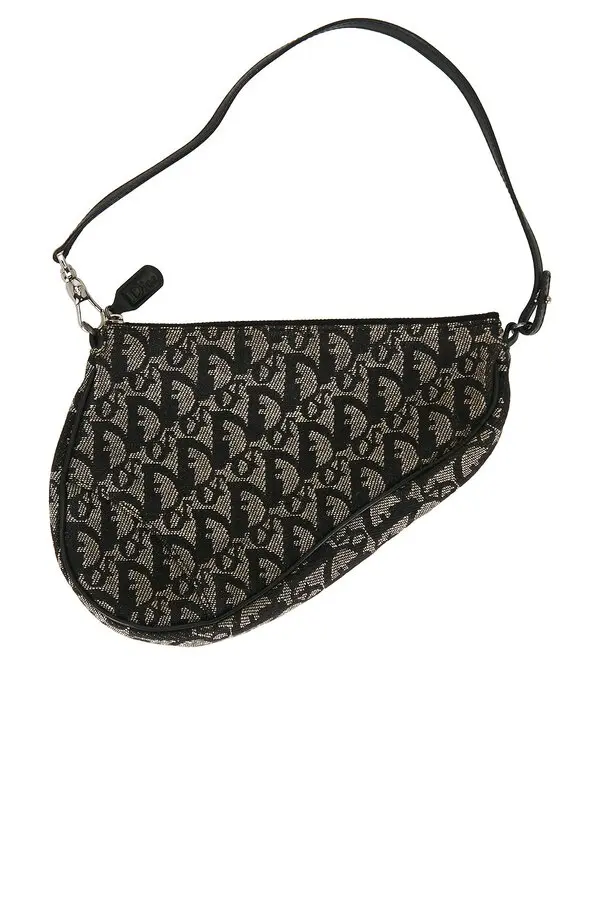 Dior Diorissimo Pochette Saddle Bag In Black & Grey In Black - Blue