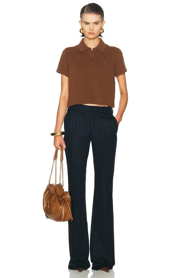 Saint Laurent Polo Top In Brown