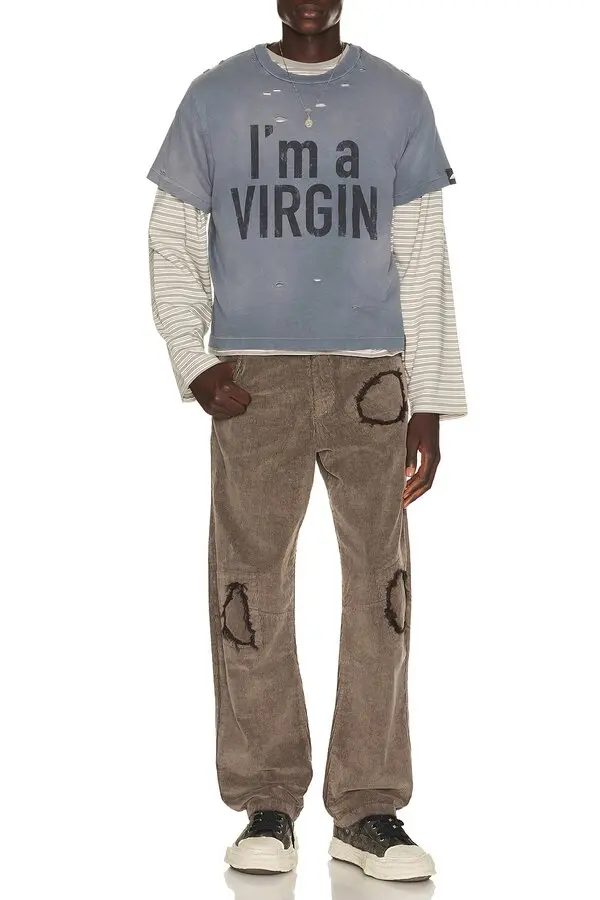 STRIKE OIL I'm A Virgin Tee In Grey