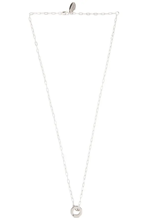 Off-White Hex Nut Chain Pendant Necklace In Metallic