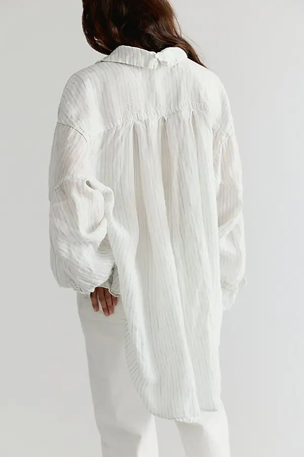 Free People Selene Striped Linen Shirt
