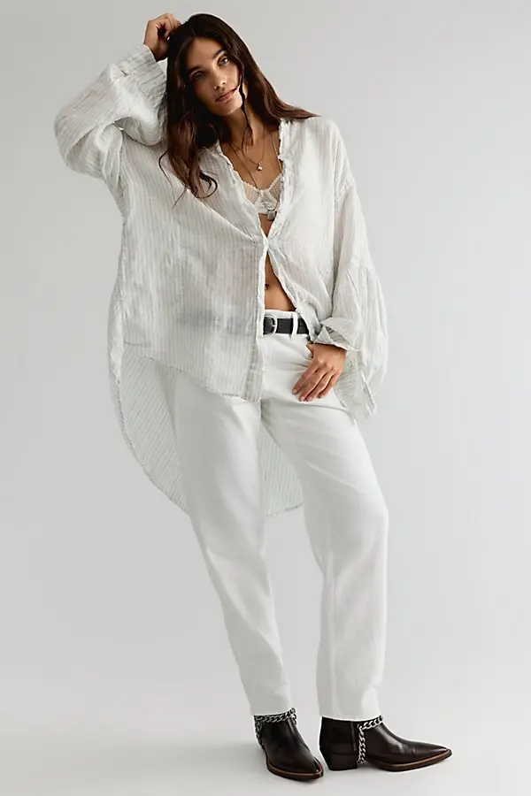 Free People Selene Striped Linen Shirt