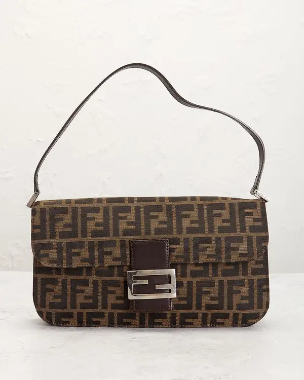 FWRD RENEW Fendi Zucca Baguette Shoulder Bag