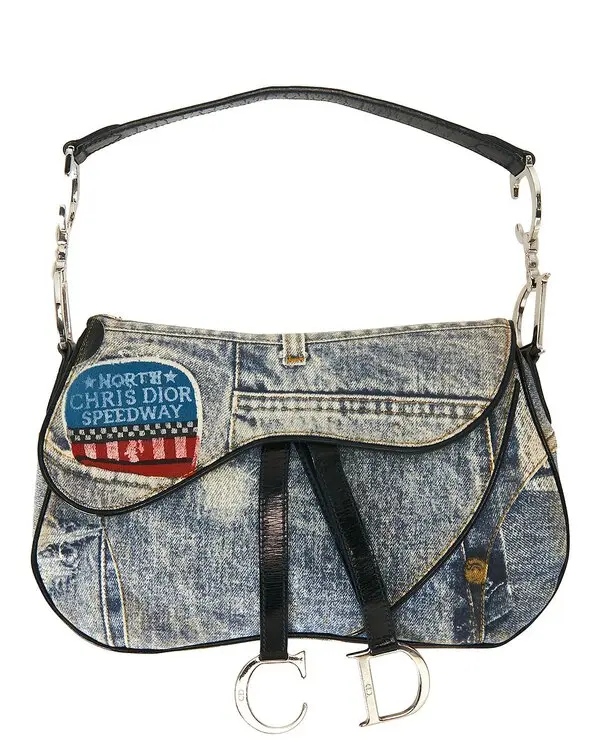 FWRD RENEW Dior Denim Speedway Double Saddle Bag