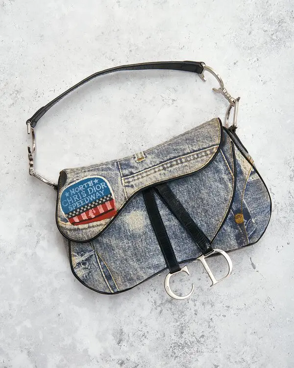 FWRD RENEW Dior Denim Speedway Double Saddle Bag