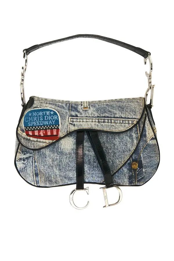 Dior Denim Speedway Double Saddle Bag - Blue