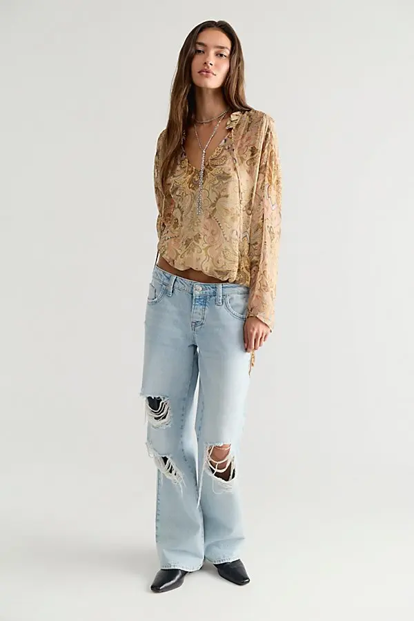 SPELL Damask Long Sleeve Blouse