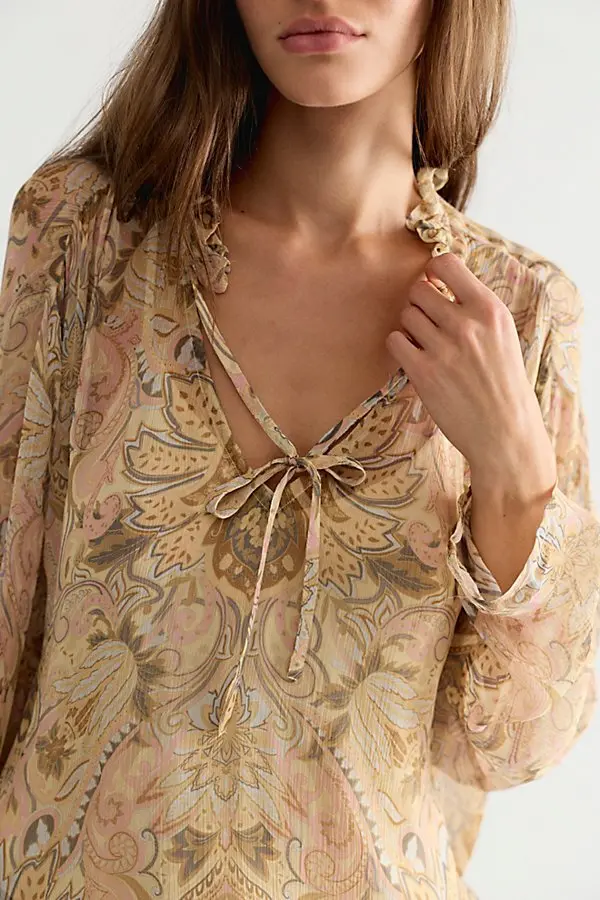 SPELL Damask Long Sleeve Blouse