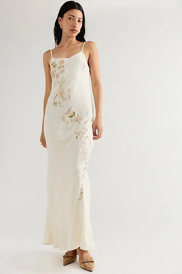 NIGEL PRESTON Savannah Embroidered Slip Dress