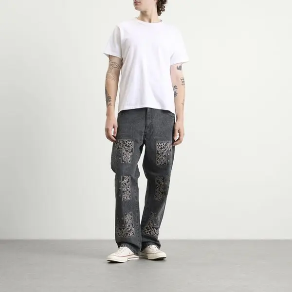 NOMARHYTHM TEXTILE Bandana Embroidery Denim Jeans