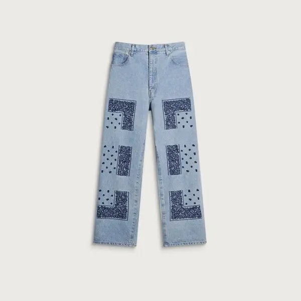 NOMARHYTHM TEXTILE Bandana Embroidery Denim Jeans - Indigo/navy