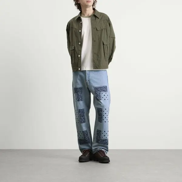 NOMARHYTHM TEXTILE Bandana Embroidery Denim Jeans