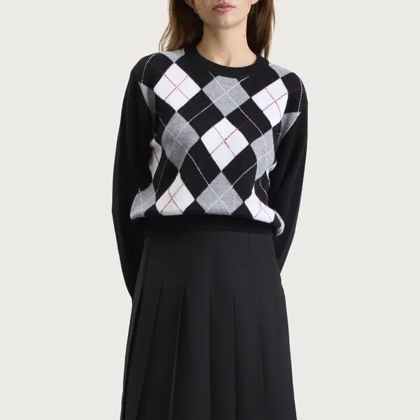 DUNST Argyle Crew Neck Sweater