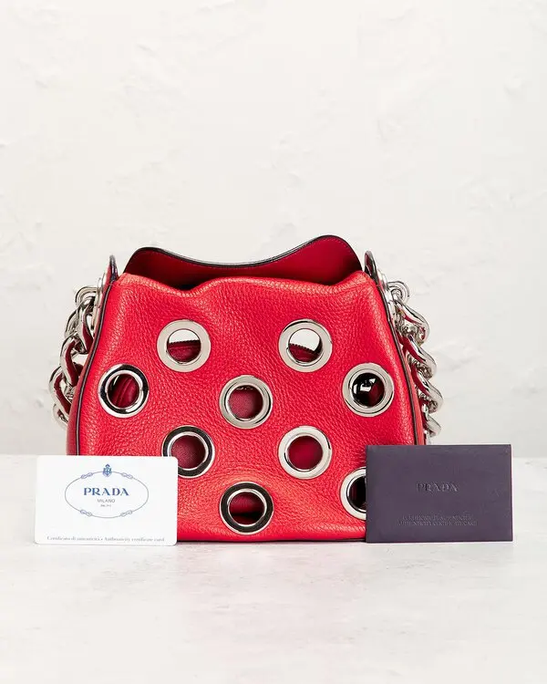 FWRD RENEW Prada Vitello Daino Grommet Shoulder Bag