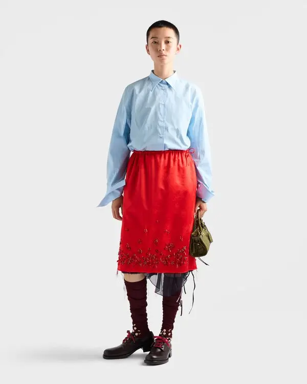 Prada Satin Skirt With Embroidery
