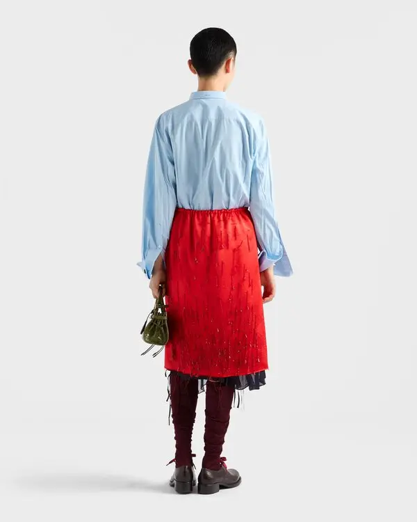 Prada Satin Skirt With Embroidery