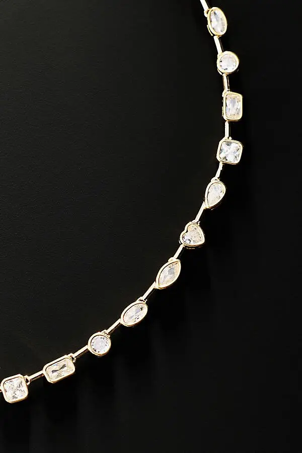 Anthropologie Demi-fe Mixed Crystal Tennis Necklace - Gold