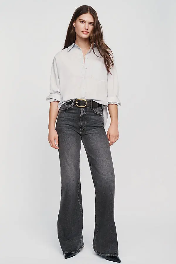 Anthropologie Mother The Hustler Roller Sneak High-rise Wide-leg Jeans - Outta Sight