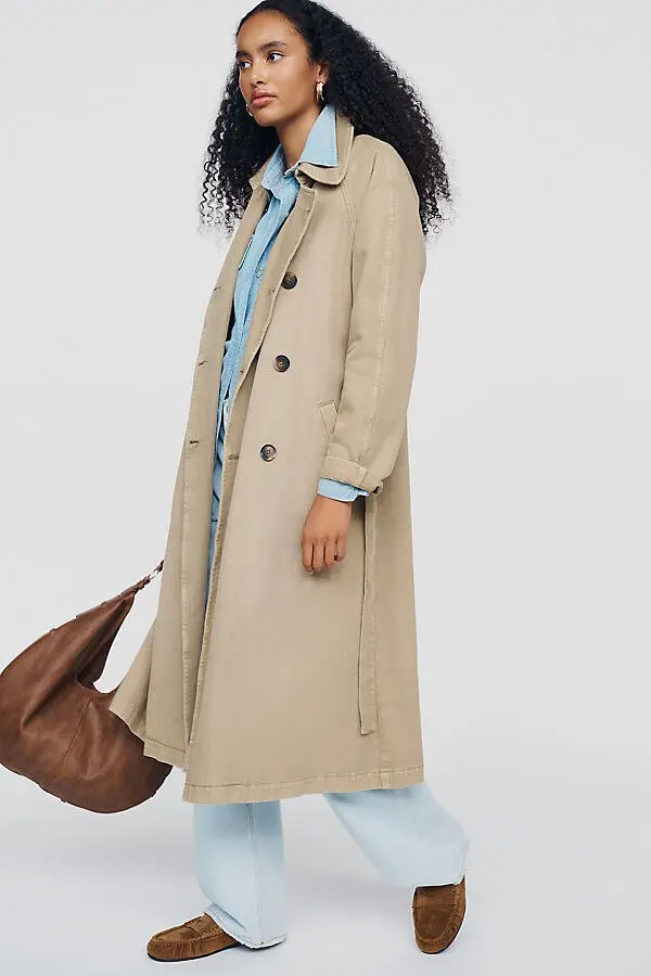 PILCRO 100% Cotton Double-breasted Trench Coat Jacket