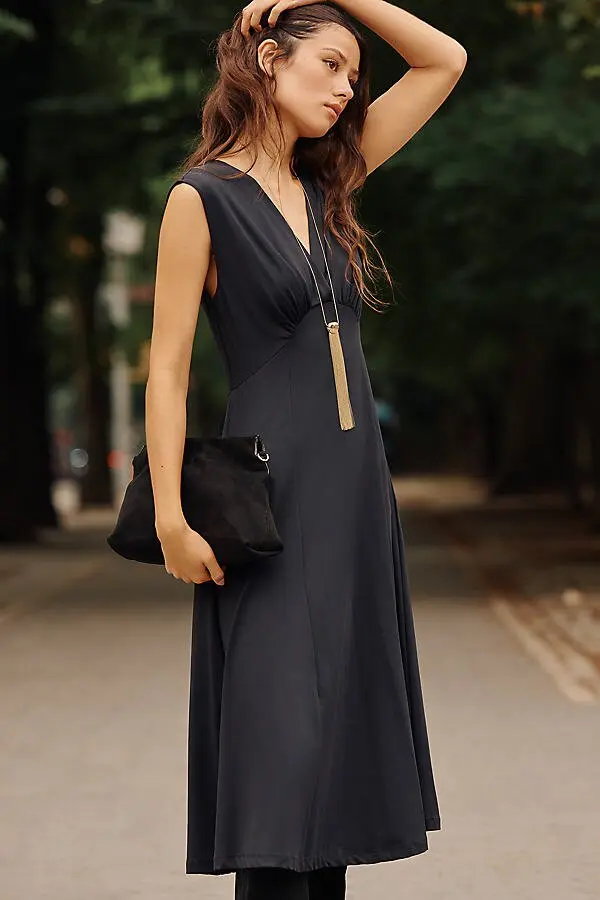 Maeve Knit Ruched Midi Dress
