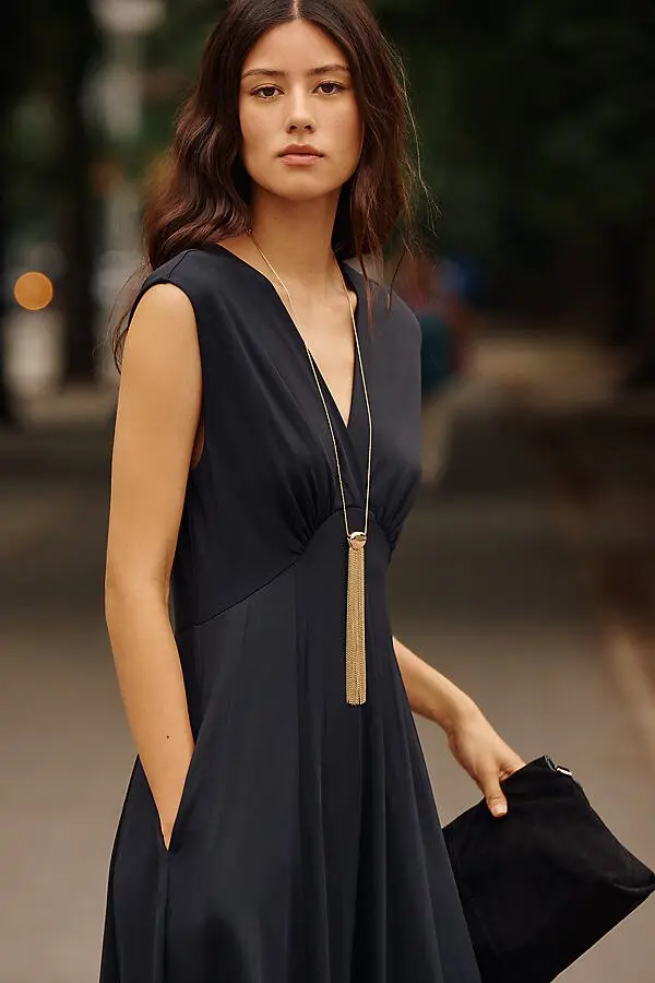 Maeve Knit Ruched Midi Dress
