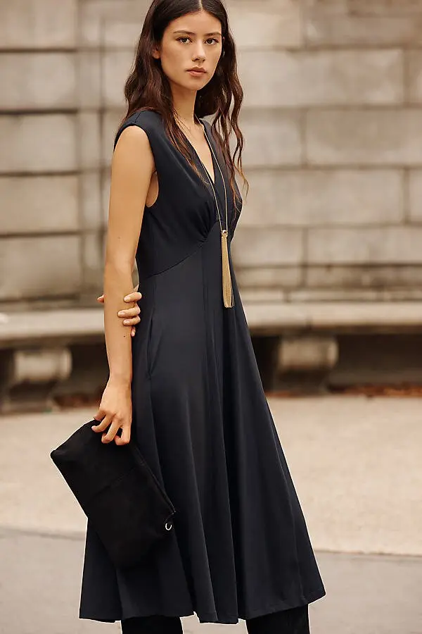 Maeve Knit Ruched Midi Dress
