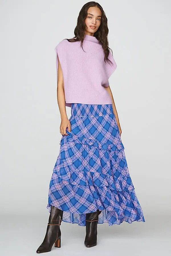 Anthropologie Chloe Plaid Skirt - Blue Plaid
