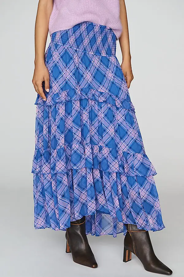 Anthropologie Chloe Plaid Skirt - Blue Plaid