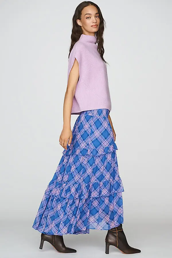 Anthropologie Chloe Plaid Skirt - Blue Plaid