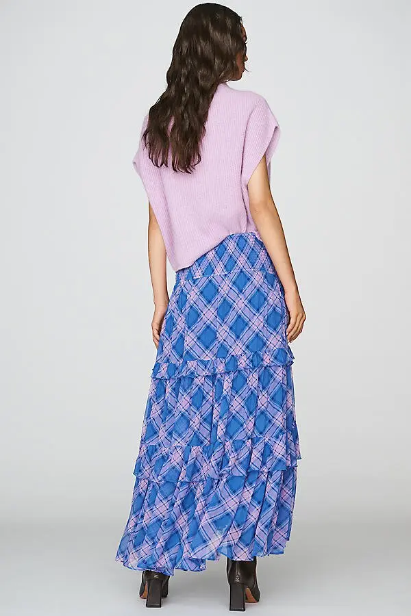 Anthropologie Chloe Plaid Skirt - Blue Plaid