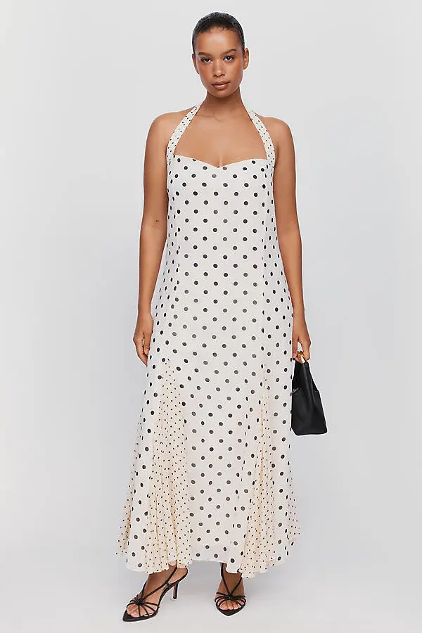 ELEVATOR DISCO Polka Dot Halter Dress - Ivory