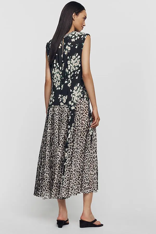 Rixo Coralie Mixed Prt Midi Dress