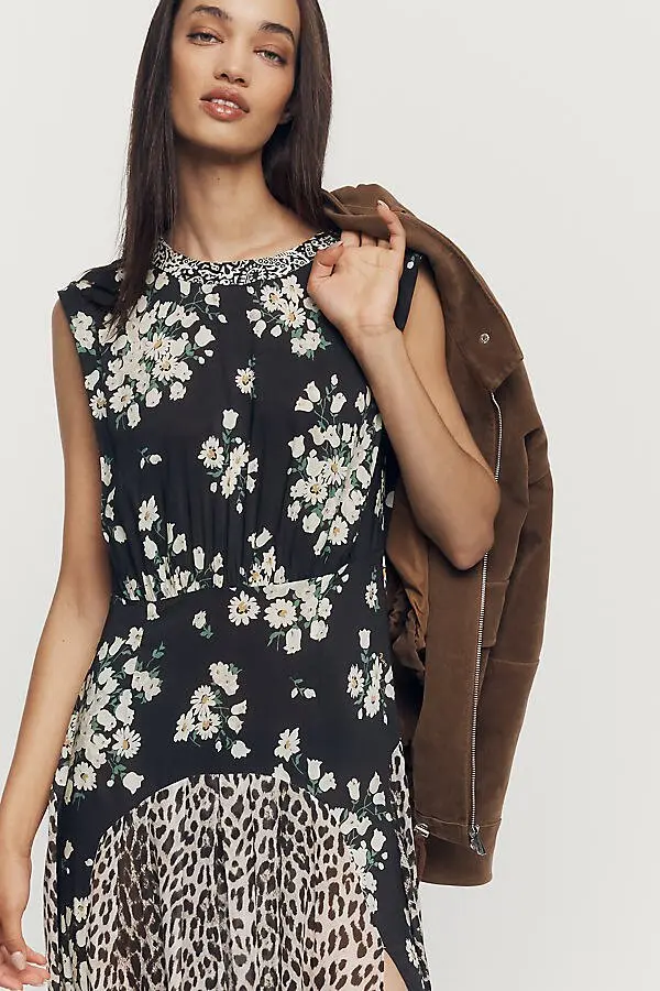Rixo Coralie Mixed Prt Midi Dress